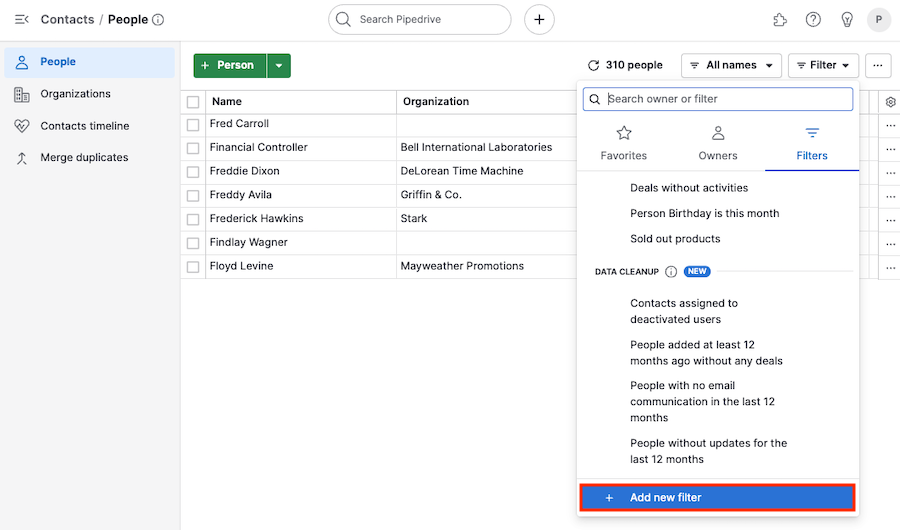 Filtering - Knowledge Base | Pipedrive